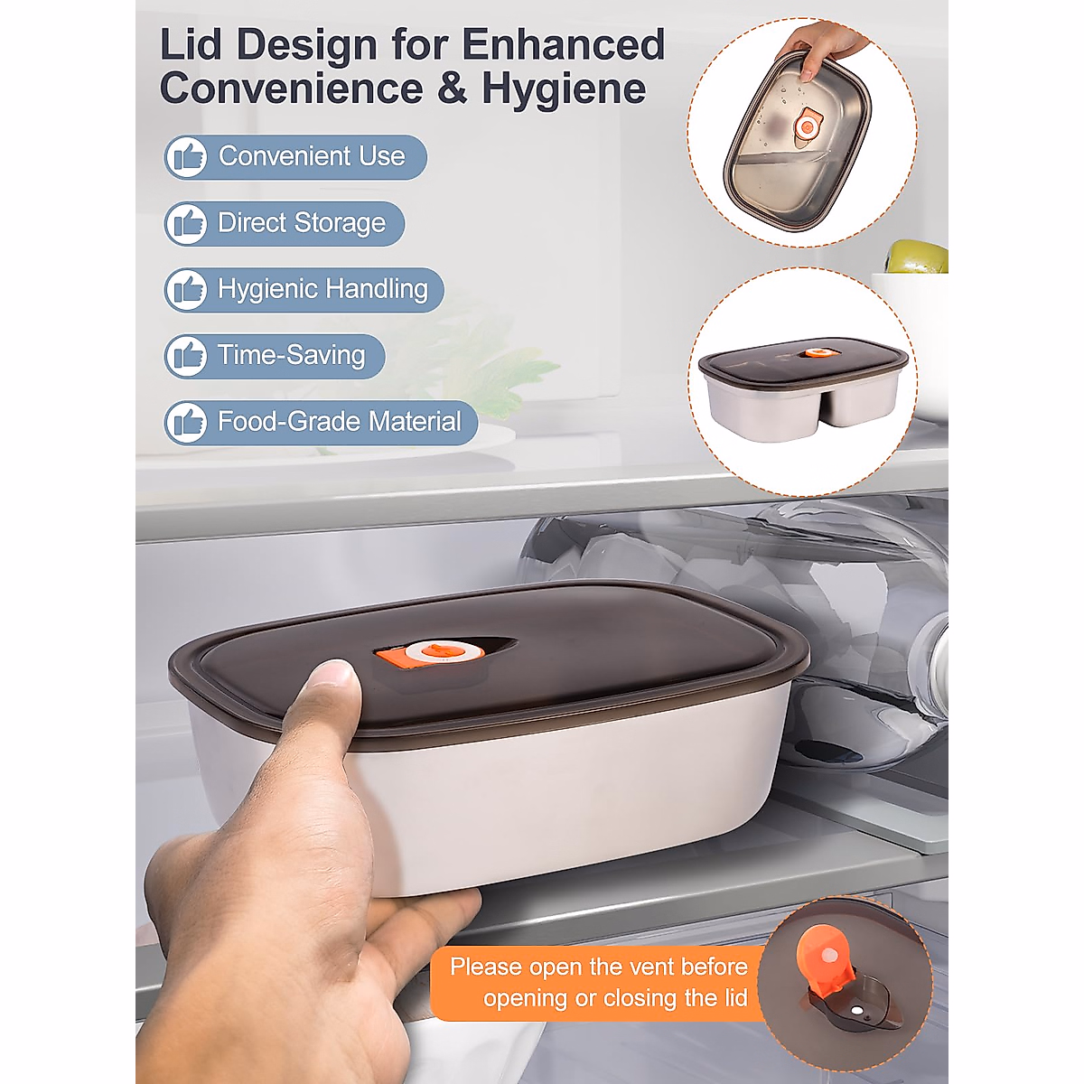 SOHIDA Heated Lunch Box, 80W Electric Lunch Box with Two 1.5L Stainless Steel Interchangeable Containers and Lids, 12V/24V/110V Food Warmer with Utensils and Insulated Bag for Car/Truck/Office (Black)