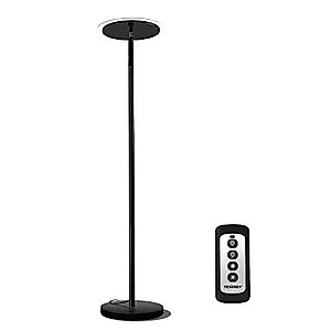 Tenergy Torchiere Remote Control Floor Lamp, 3000 LM LED Floor lamp 30W (150W Equivalent) Standing Lamp with Stepless Touch Dimmer, Omnidirectional Remote Control, 90° Adjustable Top, Warm White Light