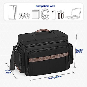 LoDrid Travel Carry Case Compatible with PS5/PS4/PS4 Pro/PS4 Slim/Xbox One/Xbox One X/Xbox One S for Console and 15.6" Laptop, Protective Gaming Bag for Gaming Accessories with Handle and Shoulder Strap, Black