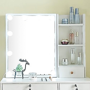 Makeup Vanity Set with Mirror & Lights, 5 Storage Drawer & Stool, 3 Lighting Modes Adjustable Brightness, Bedroom Dressing Table for Women Girls, White (Modern Vanity W-4)