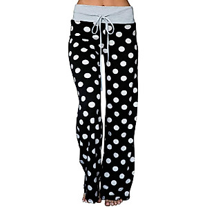 Elsofer Women's Pajamas for Women Comfy Casual Polka Dot Pjs Lounge Pajama Pants (M, Black5)