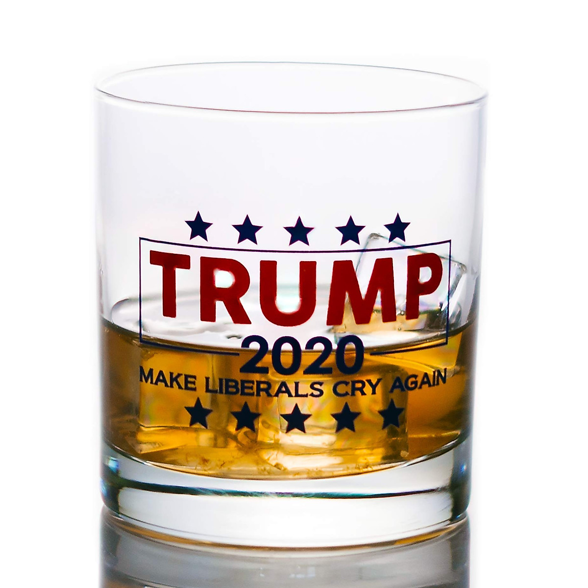 Patriot's Cave 45TH PRESIDENT WHISKEY GLASS | MAKE LIBERALS CRY AGAIN | RESTAURANT HEAVY CHIP RESISTANT 11OZ ROCK GLASSES | MADE IN USA