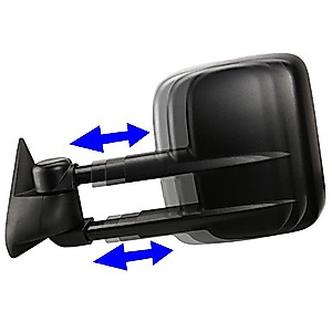 DNA Motoring TWM-001-T222-BK Pair of Manual Adjustment Towing Side Mirrors Compatible With 99-07 Silverado Sierra / 00-06 Suburban Tahoe Yukon,Black