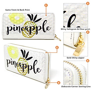 by you Women Holographic 3D Long Clutch Wallet Zipper Closure Card Slots Zippered Coin Pouch (PINEAPPLE)
