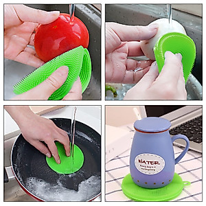 Openfly Flexible Vegetable Brush Fruit and Vegetable Brushes, Vegetable/Fruit Peeler with Brush Bendable Fruit Brush Scrubber for Food Veggies Carrot Potato Corn, 5 Pcs