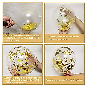 50 Pcs 12 Inches Black and Gold Balloons, Gold Confetti Balloons, Black and Gold Metallic Chrome Latex Balloons for Birthday Party Decorations Graduation Balloon Garland Arch Kit