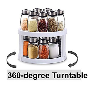 2sets/Pack 2 Tier Non Skid Turntable Lazy Susan 9.8" White Grey Cans Cabinet Organizer For Kitchen Pantry Spice Rack Fridge Holder