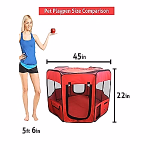 Portable Pet Playpen 45 * 45 * 22" Premium Large Size Puppy Kennel - Best for Small and Medium Size Dogs and Cats - Simple Folding Design for Easy Storage