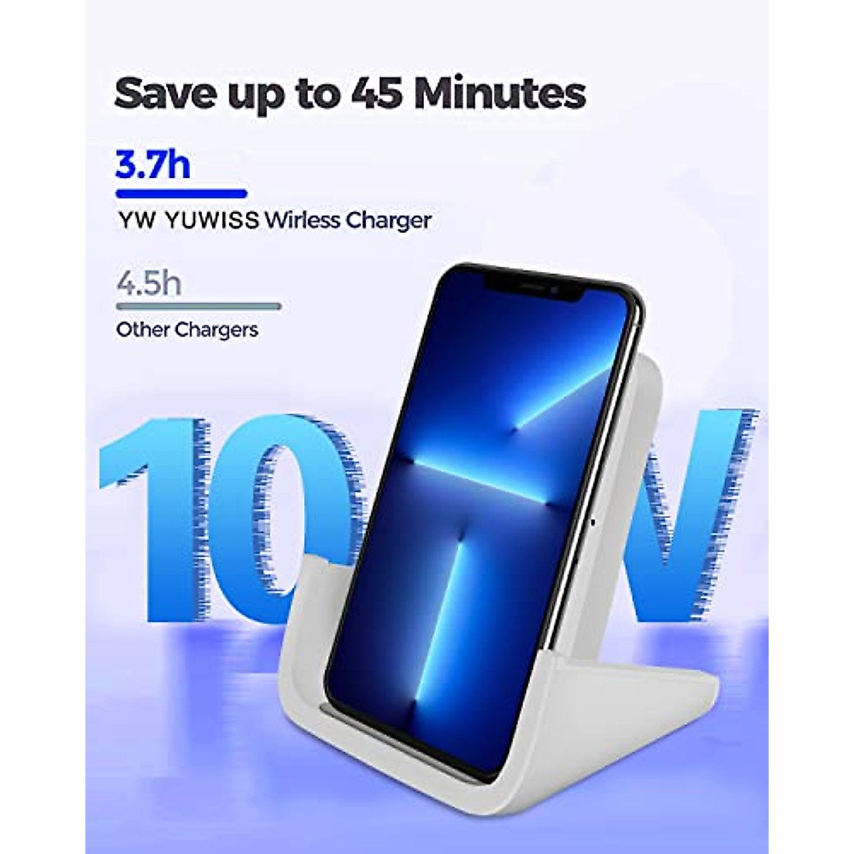 Wireless Charger YUWISS Wireless Charging Stand Cordless Charger 10/7.5/5W Compatible with iPhone 14 13 12/12 /11Pro Max/XR/XS Max/XS/X/8/8Plus Galaxy S22/S21/S9/S9+/S8/S8+ Note