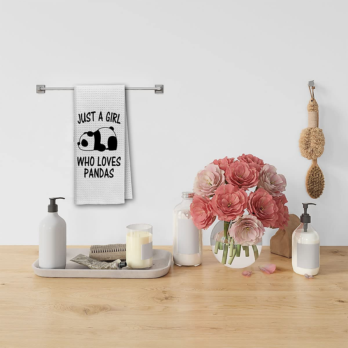 Dibor Just A Girl Who Loves Pandas Kitchen Towels Dish Towels Dishcloth,Funny Panda Decorative Absorbent Drying Cloth Hand Towels Tea Towels for Bathroom Kitchen,Panda Lovers Girls Women Gifts