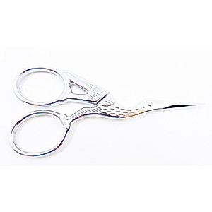 Gingher G-CST 3-1/2 inch Stork Embroidery Scissors (Chrome Handle)