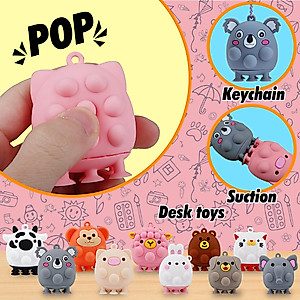 ChildFun 12 PCS Party Favors for Kids,3D Animal Pop Toys,Goodie Bags Stuffers for Kids,Pinata Stuffers Carnival Prizes,Fidget Toys Bulk,Prize Treasure Box Toys for Classroom,Suction Toys for Toddlers