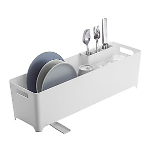 YAMAZAKI home 4314 Slim Dish Drainer Basket-Modern Kitchen Strainer Rack, One Size, White