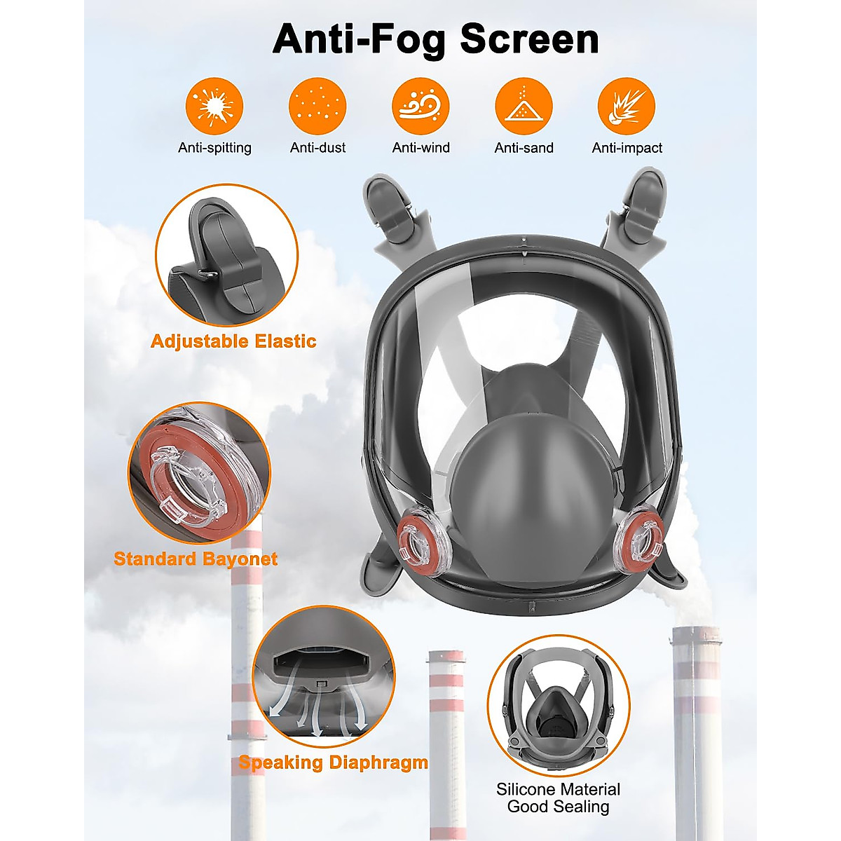 WSYBB Full Face Respirator Mask with Filters 60921 & 2097, Gas Mask Against Dust, Organic Vapor, Paint, Welding, Chemicals, Epoxy Resin, Sanding, Woodworking