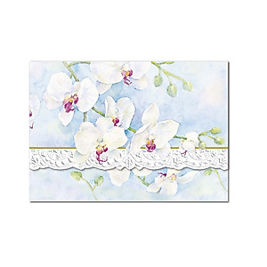 Carol Wilson Fine Arts Inc.- White Orchid - Embossed & Die Cut Blank Note Cards in Portfolio Box - 10 count - ncp2213