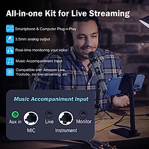 JYX Karaoke Machine with 3 Microphones,Livestream Speaker PA System Sbuwoofer with 8 Sound Effects,Lyrics Display Holder,LED Lights,Treble/Bass Adjustment, Support TWS/REC/FM/USB/SD/AUX-in