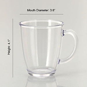 City Point 4 pcs 14 OZ OZ Crystal clear Plastic Coffee Mug, Break-Resistant Commercial Plastic Party Juice Cups, Picnic Drinking Cup