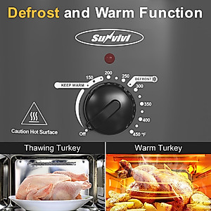 Sunvivi 8-Quart Slow Cooker with Self-Basting Lid, Electric Turkey Roaster Oven with Removable Pan and Rack, Stainless Steel, Grey