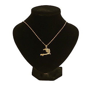 24K Gold Plated The Republic of Haiti Map Pendant Necklace Chain Port-AU-Prince Map Jewelry