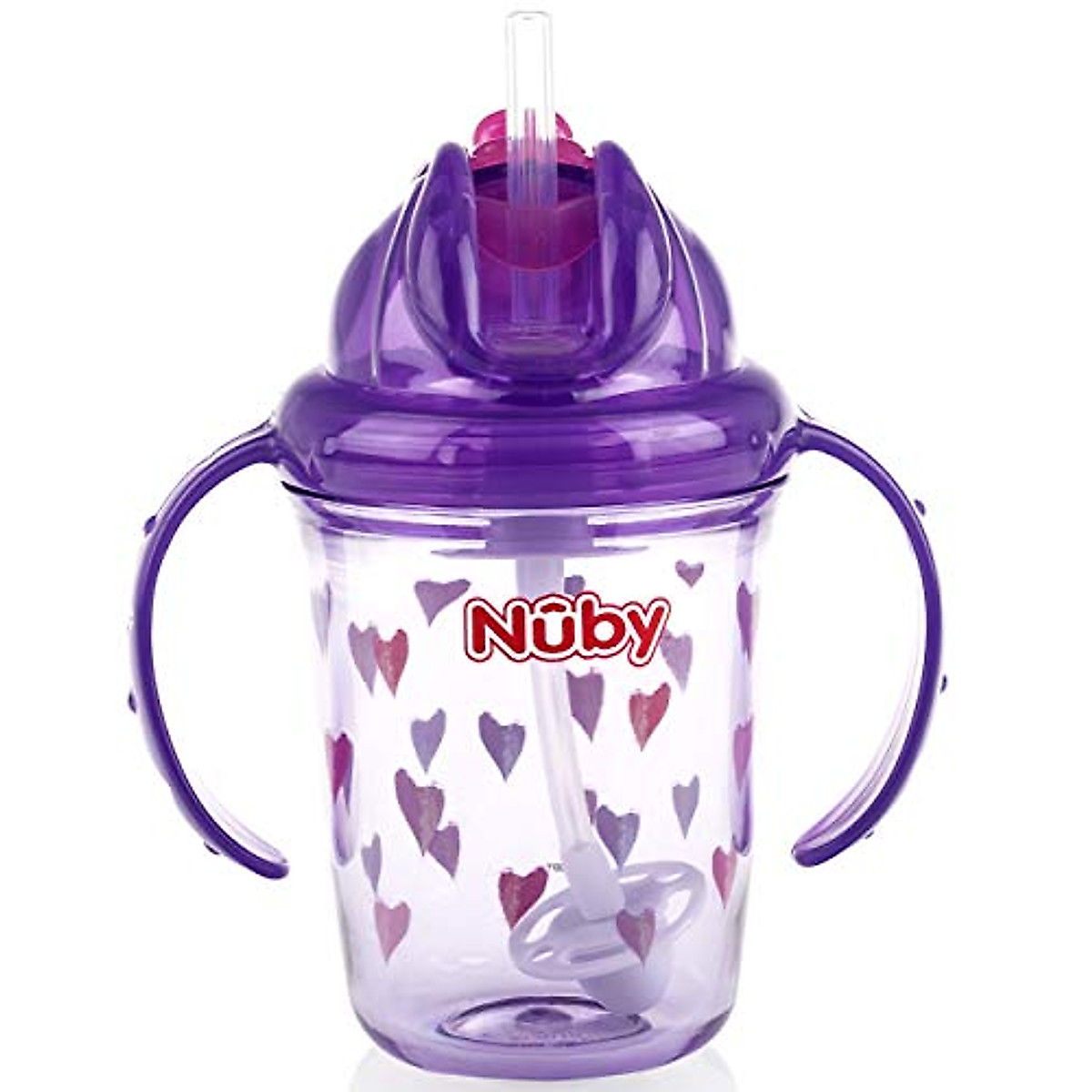 Nuby Tritan No Spill Flip N' Sip Twin Handle Printed Cup with 360 Weighted Straw