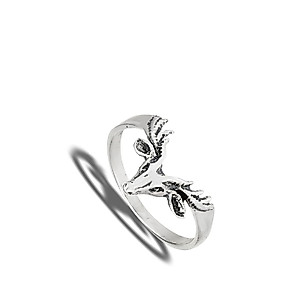 Deer Reindeer Buck Stag Animal Ring New .925 Sterling Silver Band Size 9