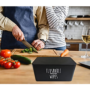 Moorfowl Baby Wipes Dispenser for Bathroom, Upgrade Size(8.2L x 4.9W x 3.9H inches), Flushable Wipes Dispenser Black Wipes Holder Container Box with Large Capacity (Flushable Wipes Holder(Black))