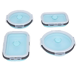 KUON Collapsible Silicone Food Storage Containers with Airtight Lids, Set of 4 Stacking Container, Microwave and Freezer and Dishwasher Safe, with Vent Valve, BPA Free (350ml and 500ml)