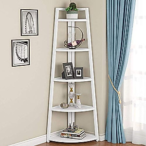 Tribesigns Corner Shelves and Computer Desk Bundle, Modern Simple Office Desk with Corner Bookshelf Set for Home Office