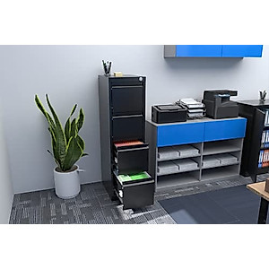 SUXXAN 4 Drawer File Cabinet, Metal Vertical File Storage Cabinet with Lock, Office Home Steel File Cabinet for A4 Letter/Legal Size, 14.96" W x 17.72" D x 52.36" H, Assembly Required (Black)…