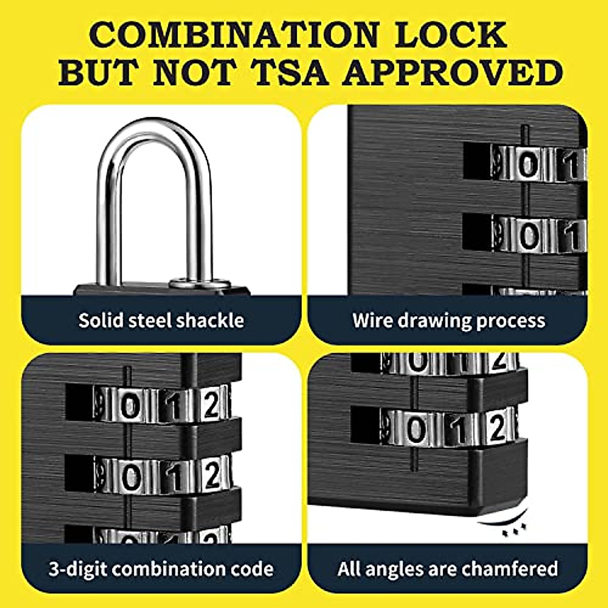 4 Pack Small Combination Lock，3 Digit Locker Lock with 9/16 in. Width Shackle，Small Combination Padlock for Luggage，Suitcase, Backpack