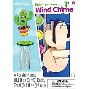 MasterPieces Works of Ahhh Mini Craft Set - Cactus Wind Chime Build & Paint Family Craft Set