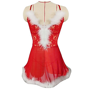 Lightning Deals of Today, Womens Lingeries Babydoll, Christmas Lingerie for Women Sexy Naughty, Womens Santa Babydoll V Neck Lingerie Xmas Velvet Lace Chemise Plus Size Sleepwear