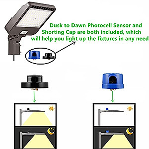 WHLED 200W Outdoor LED Parking Lot Light with Slip Fitter, 5000K Daylight 28000LM 750W HPSHID Equiv,[Dusk to Dawn Photocell&Shorting Cap Included] ETL Commercial Lighting Fixture Bronze