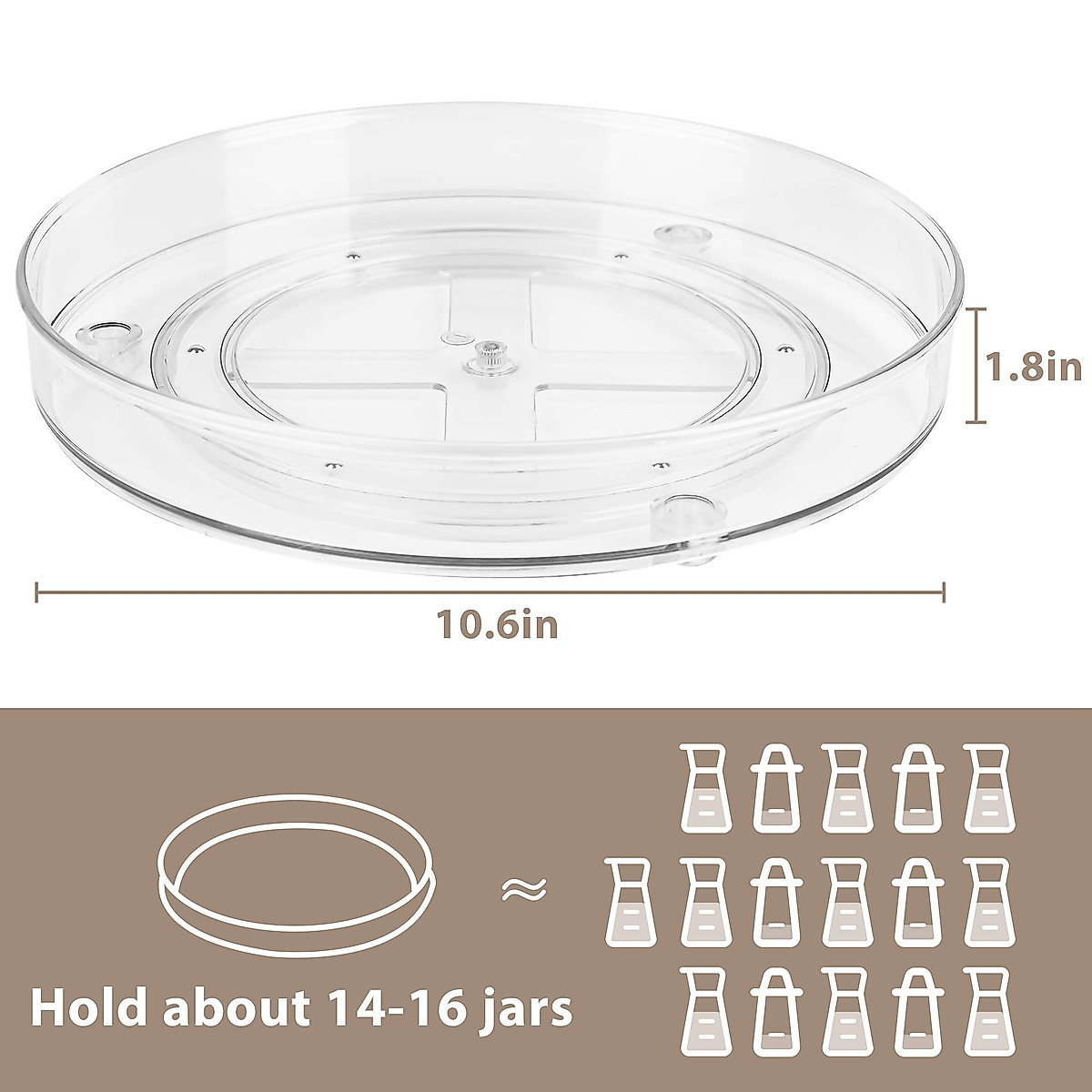 Empaxum 2 Pack Lazy Susan Cabinet Organizer 10.6" Clear Plastic Turntable Organizer Rotating Spice Rack Kitchen Storage Cosmetic Makeup Organizers for Pantry, Countertop, Fridge, Vanity, Bathroom