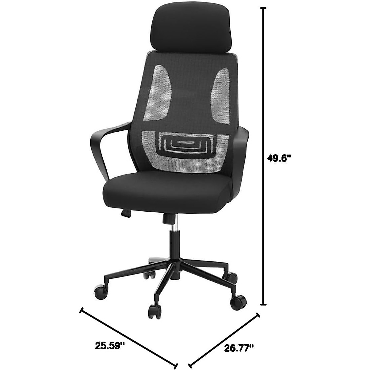 ralex-chair Office Chair Ergonomic Desk Chair Comfort Adjustable Height with Wheels，Lumbar Support Mesh Swivel Computer Home Office Study Task Chair (Black)