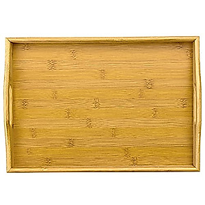 Serving Tray with Handles Nice Size Aprox 17.7 X 13 inch by Intriom Bamboo Collection