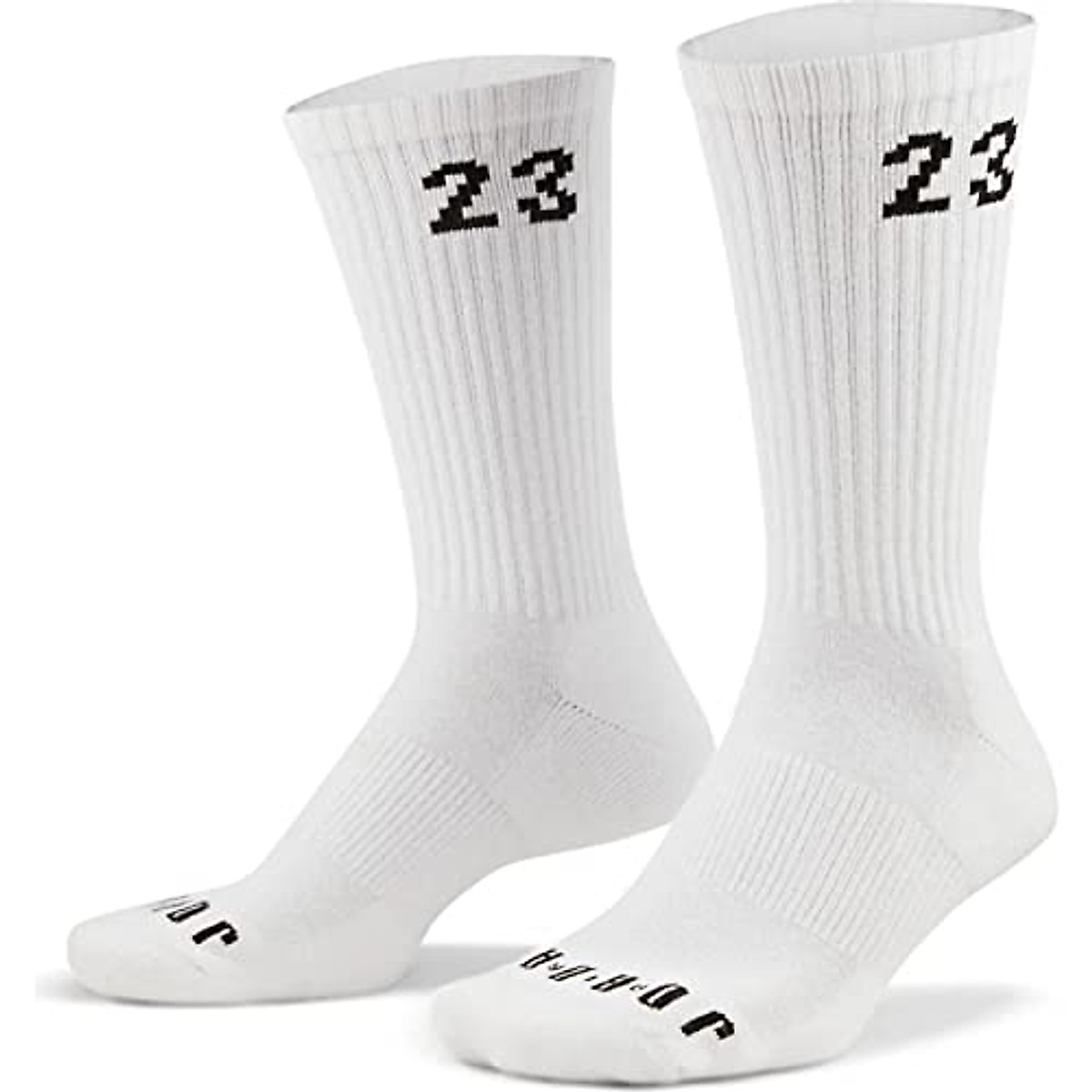 Nike Mens 6PK Essential Cushioned Crew Jordan 23 Socks White/Black (Large 8-12)
