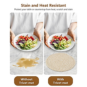 Trivets for Hot Dishes, 5 PCS Minimalist Cotton Pot Holders Kitchen Table, Counter Home Decor Essentials, Heat Resistant Hot Pads Plate Mats for Hot Pots and Pans, 7 Inch