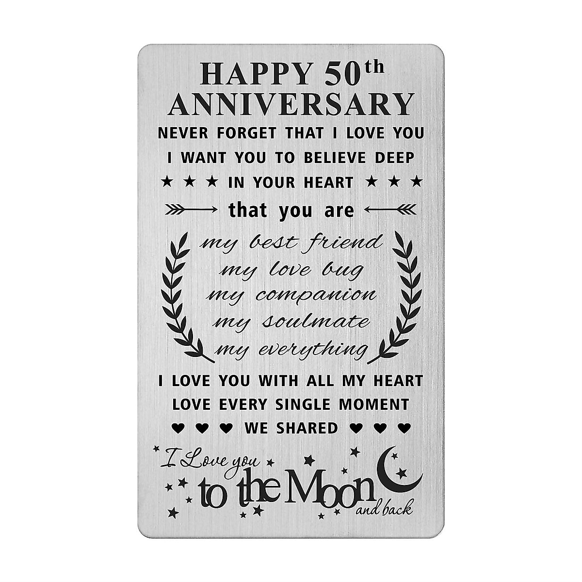 Jzxwan 50 Year Anniversary Card Gifts for Wife from Husband, Happy 50th Anniversary Wallet Card Gift for Wifey Women, Female 50 Years of Marriage Present for Couple