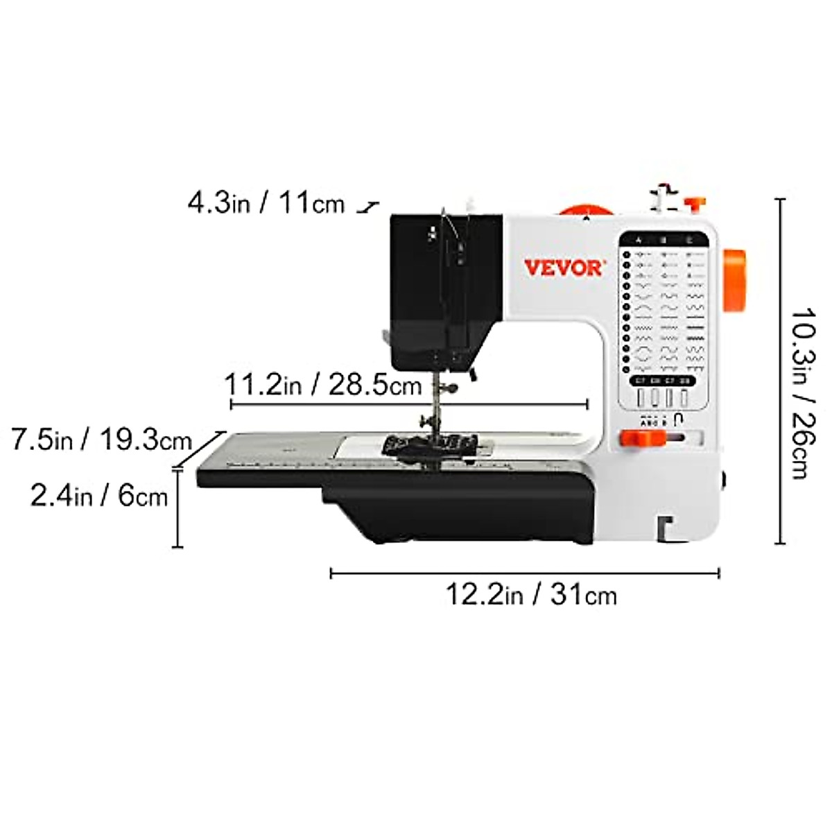 VEVOR Mini Sewing Machine for Beginners and Kids, Sewing Machines with Reverse Sewing and 38 Built-in Stitches, Dual Speed Portable Sewing Machine with Extension Table, Sewing Kit for Household Travel