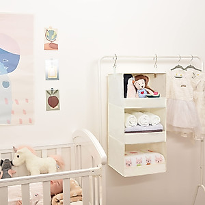 GRANNY SAYS 3-Shelf Hanging Organizer, Foldable Hanging Closet Storage, Closet Shelves Organizer for Camper, Beige, 29 ½" H X 12" W X 12" D, 2-Pack