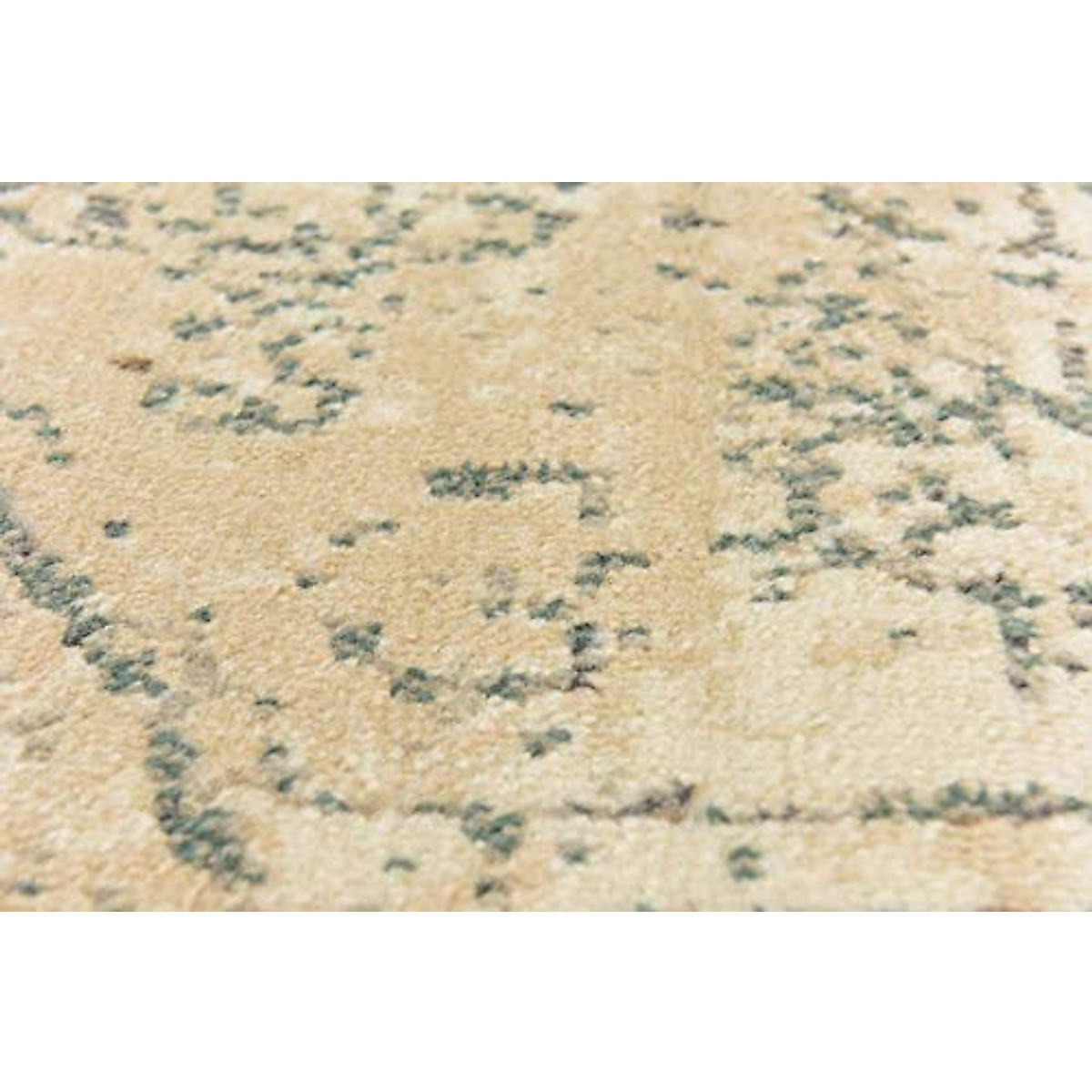 Unique Loom Tuareg Collection Vintage Distressed Traditional Center Medallion Area Rug, 8 x 10 ft, Cream/Slate Blue