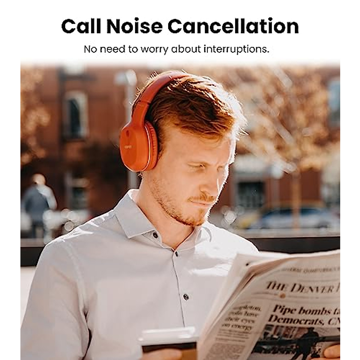 Edifier W800BT Plus Wireless Headphones Over-Ear Headset - Qualcomm® aptX - Bluetooth V5.1 - CVC™ 8.0 Call Noise Cancelling - 55H Playtime - Built-in Microphone - Physical Button and App Control, Red