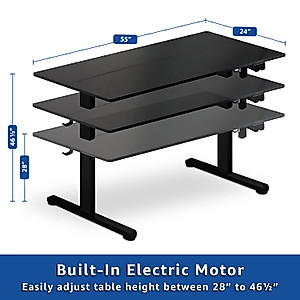 Lifetime Home Height Adjustable 55 Inches Electric Standing Desk - Upgraded Ultra Durable Home Office Large Rectangular Computer or Laptop Sit Stand Workstation Table - 55 x 24 inches, Black
