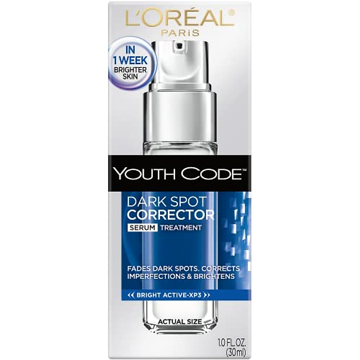L’Oréal Paris Dark Spot Corrector Face Serum for Even Skin Tone by L’Oreal Paris, Youth Code Anti-Aging Serum, Non-greasy, 1.0 oz