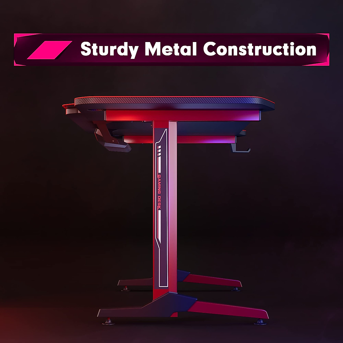 Homall Gaming Desk Computer Desk Racing Style Office Table Gamer Pc Workstation T Shaped Gamer Game Station with Free Mouse Pad, Cup Holder and Headphone Hook (44 Inch, Red)