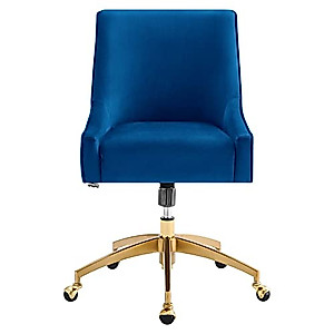 Modway Discern Performance Velvet Swivel Office Chair in Navy