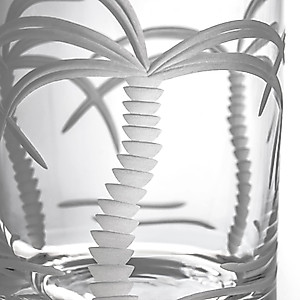 Rolf Glass Palm Tree Double Old Fashioned Glass 13 ounces | Engraved Whiskey Glasses | Lead-Free Tumbler Glass | Proudly Made in the USA (Set of 4)
