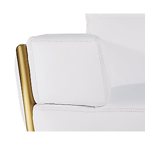 Blackjack Furniture Milo 89" Top-Grain Italian Leather Sofa, Contemporary Design Living Room Couch with Brazilian Wood Frame, Stainless Steel Legs & High-Density Foam Cushioning, White