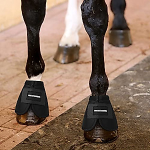 2 Pairs Horse Bell Boots Prevent Overreach Horse Bell Boots Long Lasting and Lightweight Horse Hoof Boots Equine Horse Supplies for Maximum Protection and Comfort, Black Colors, Large Size